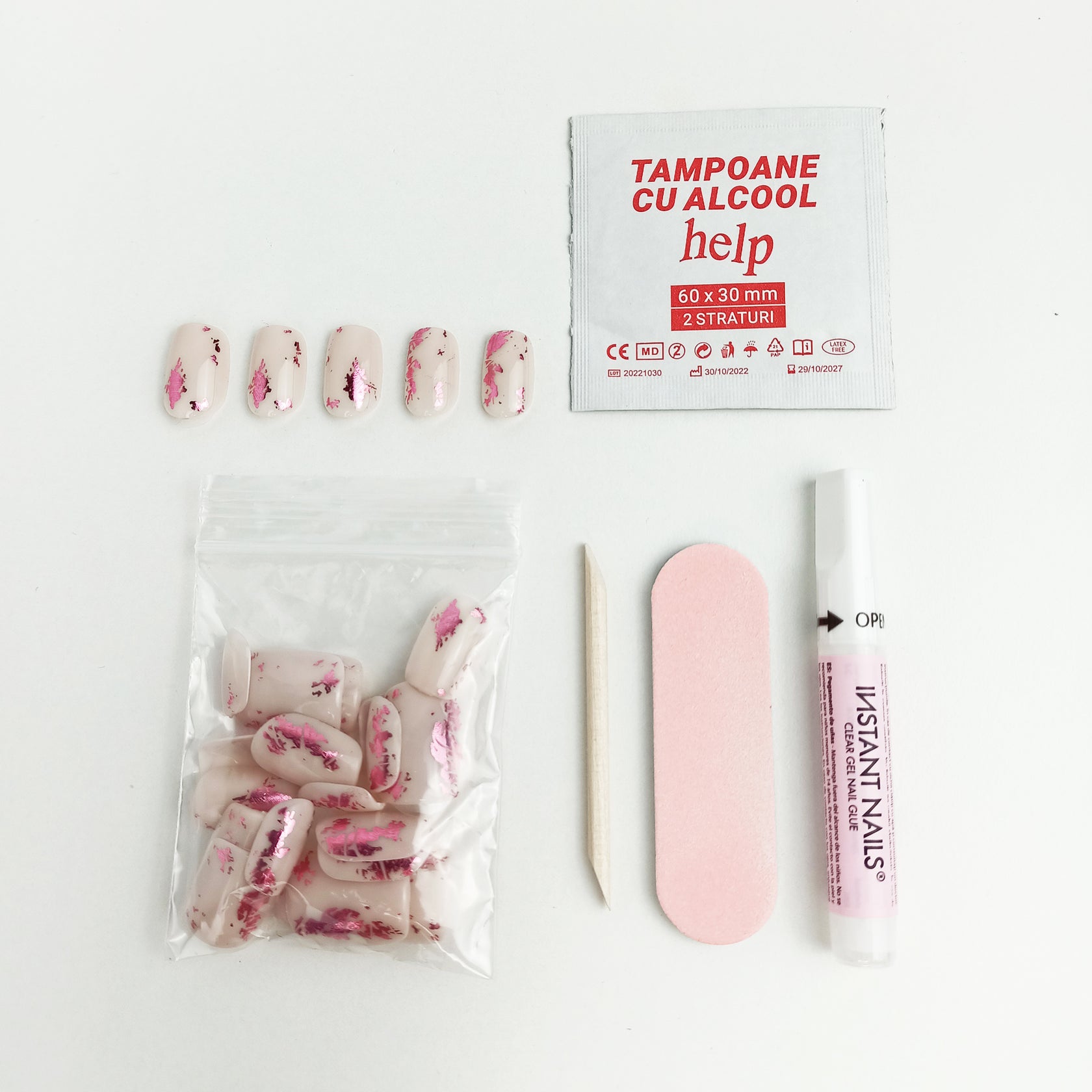 Milky Pink | Unghii false Instant Nails - Kit unghii press-on gel